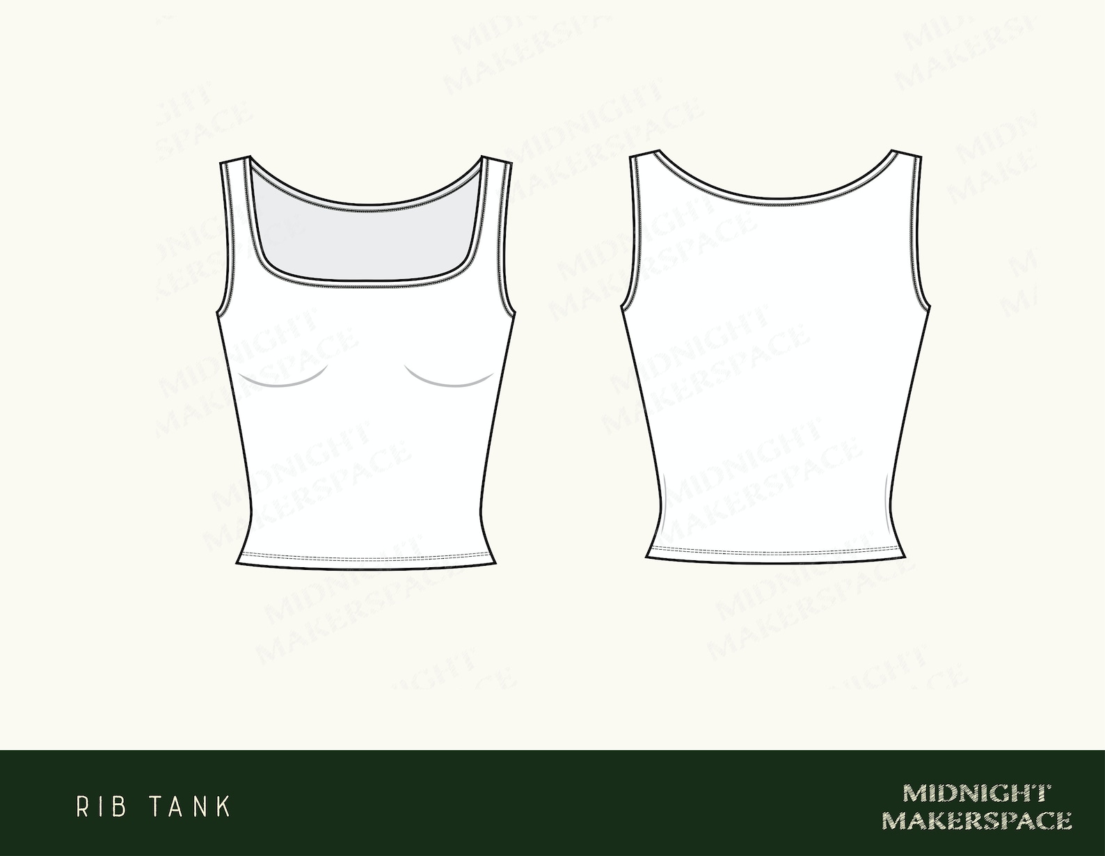 Rib Tank - Tech Flats, CAD Flats, Technical Drawing, Fashion Flats ...