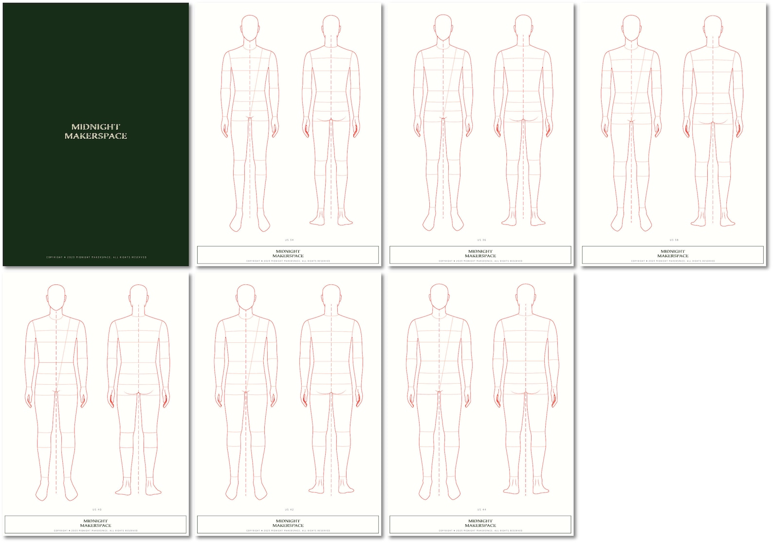 US34-US44 Fashion Male Croquis Template With Size Chart fashion Model ...
