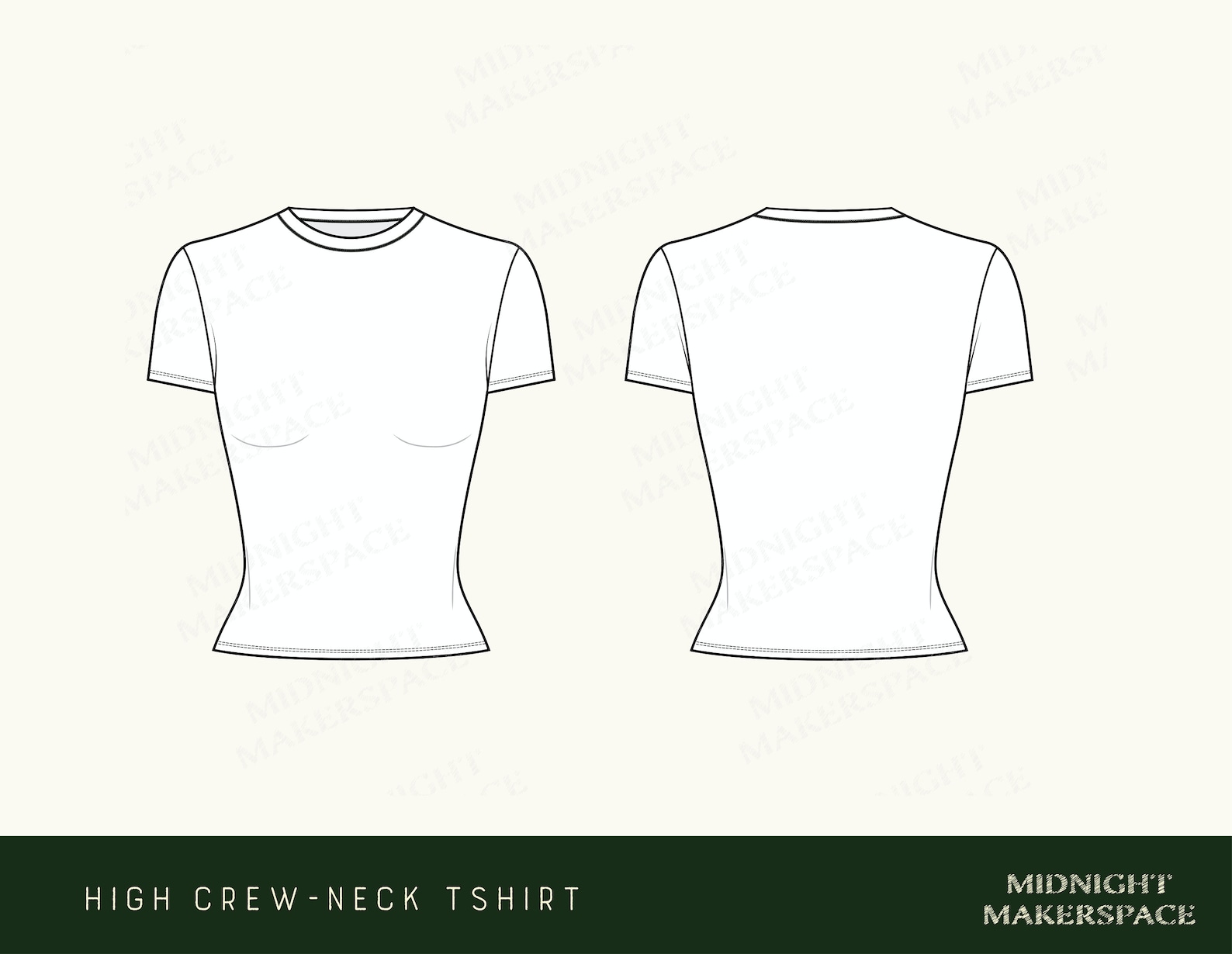 Crew Neck T-shirt - Tech Flats, CAD Flats, Technical Drawing, Fashion ...