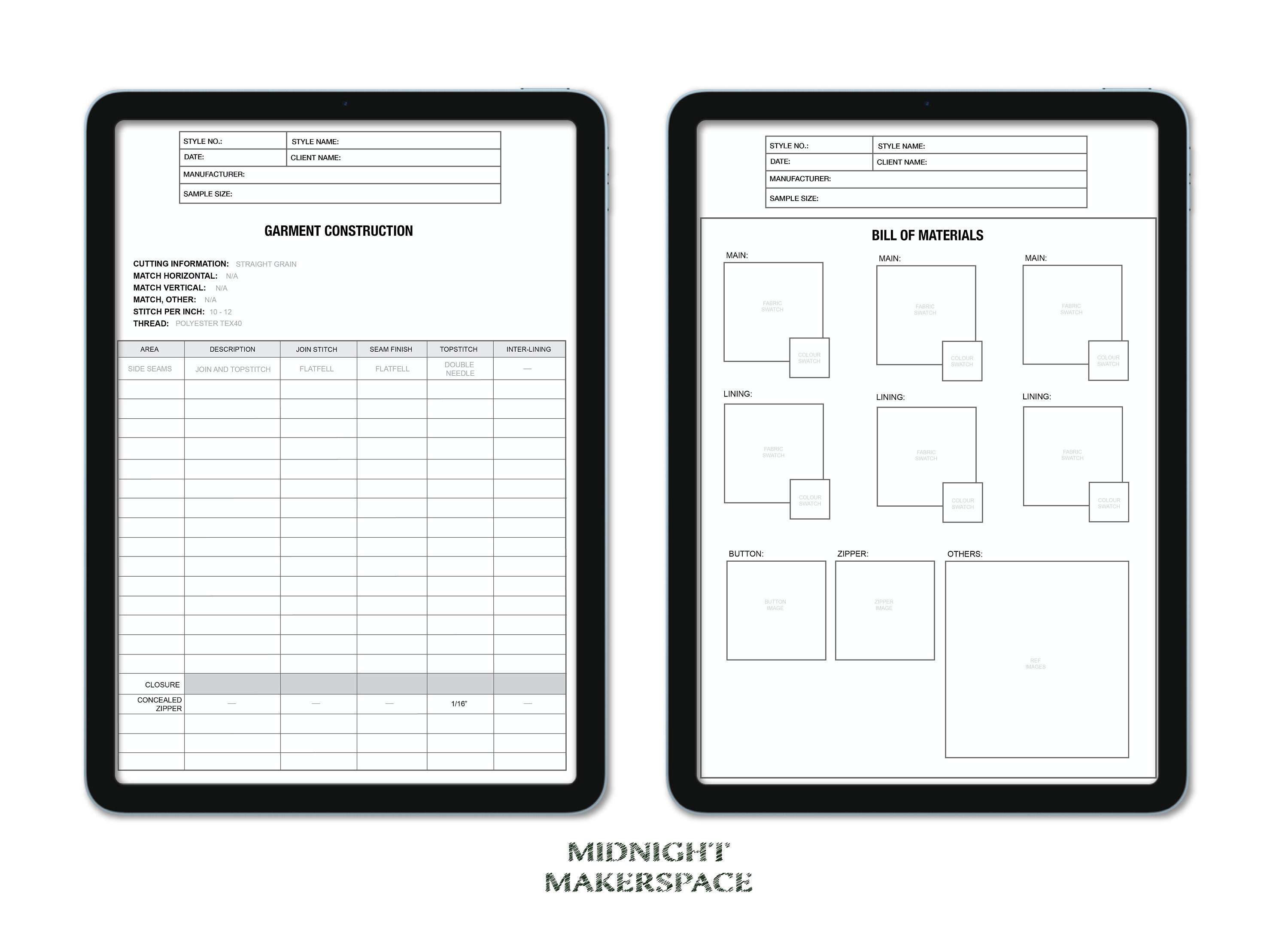 Full Details Tech Pack Template - Tech Flats, CAD Flats, Technical ...