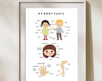 PRINTABLE Body Parts Poster for Kids, My Body Preschool Homeschool ...