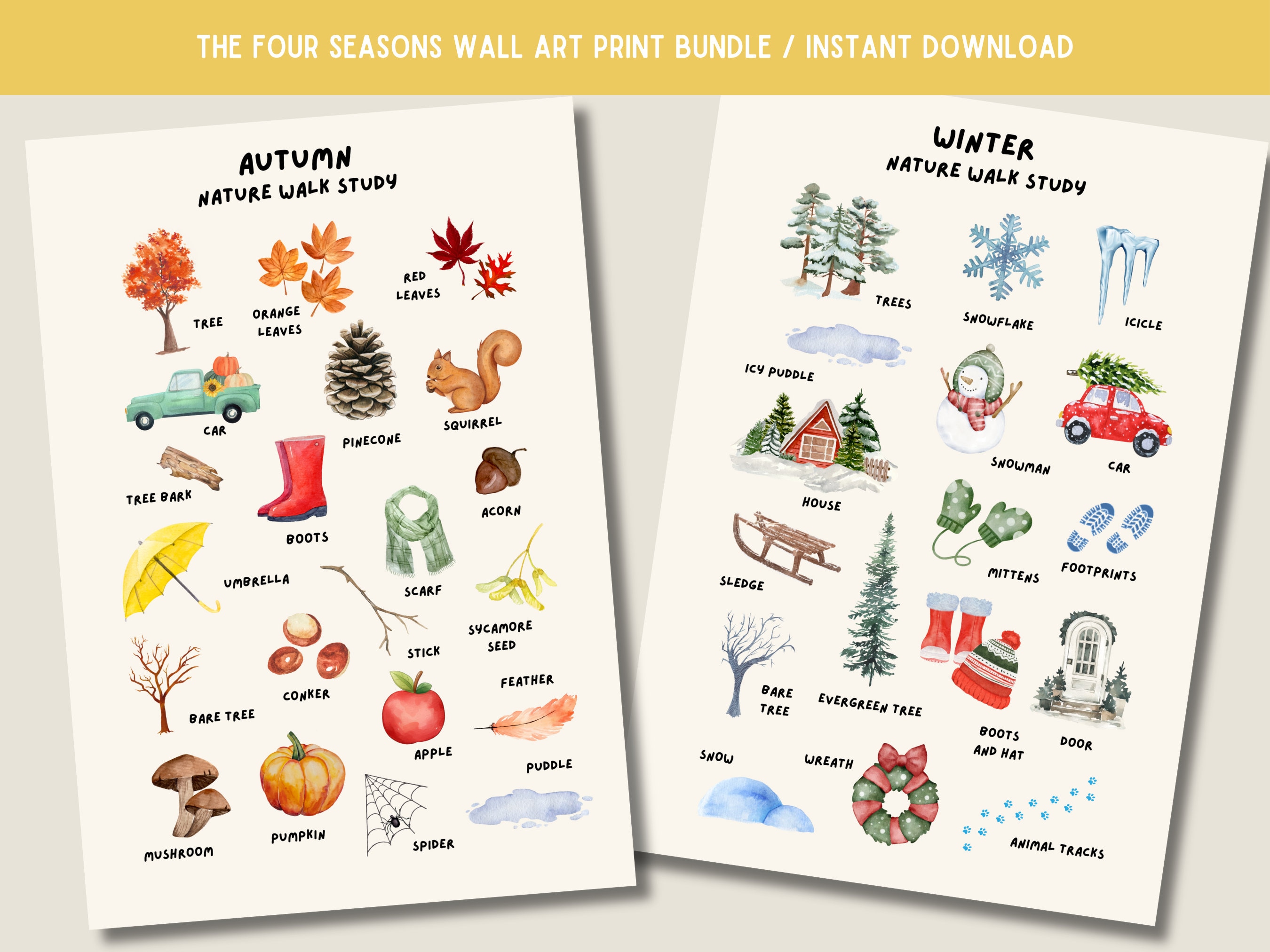 The Four Seasons Wall Art Print, Seasons Printable, Kids Wall Art ...