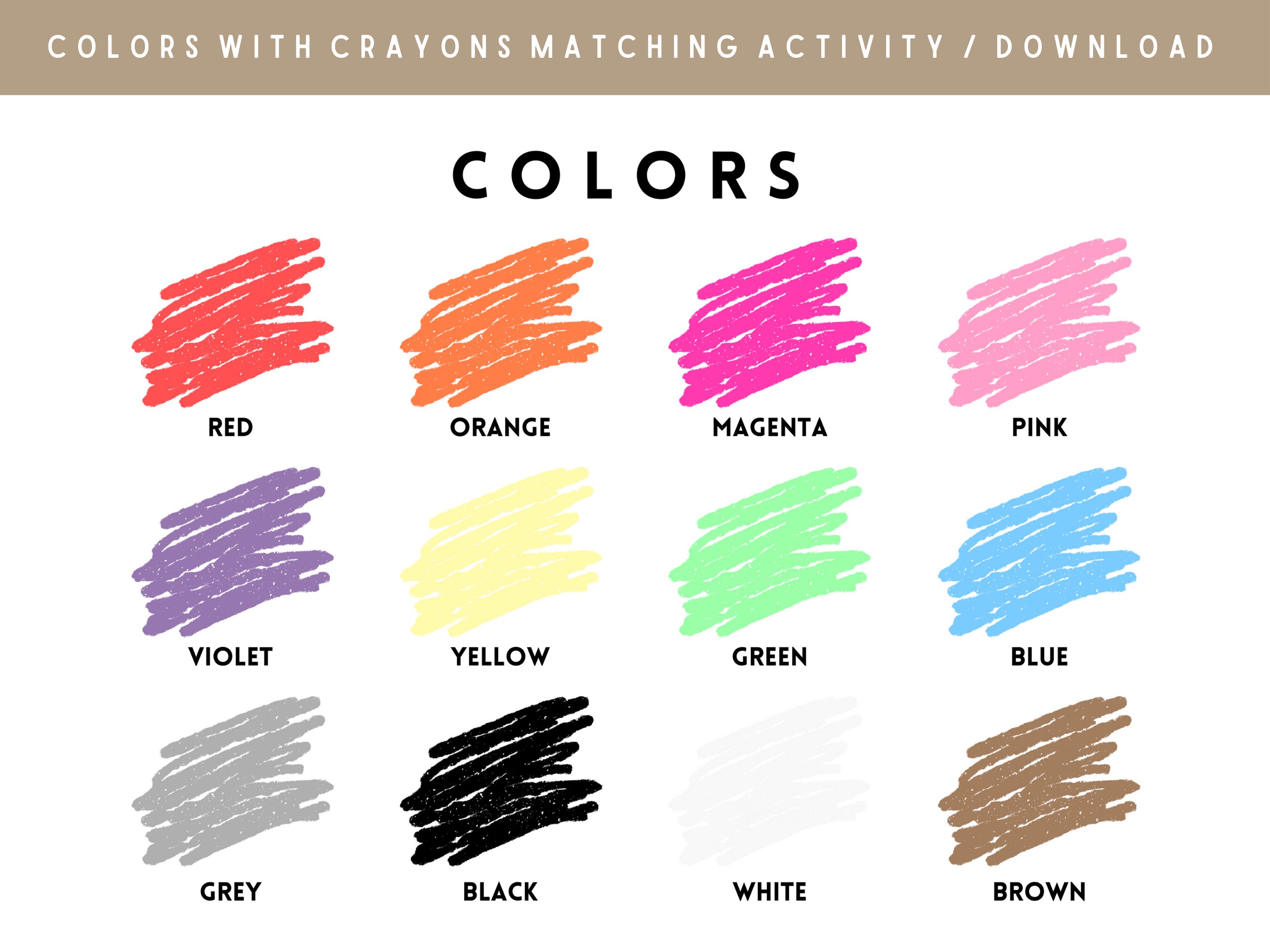 Color Matching Poster, Crayons Wall Art, Montessori Poster, Color ...