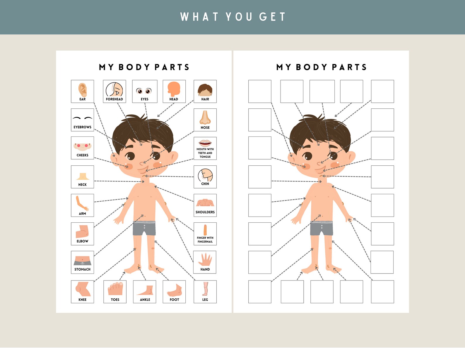 Body Parts Matching Activity Printable, Busy Book Pages, Toddler ...