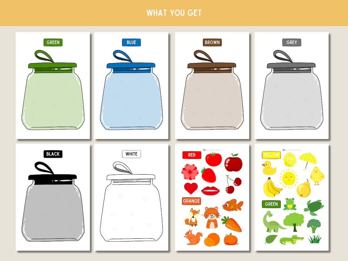 11 Color Matching Jars, Color Sorting Jars, Color Sorting Game, Color ...