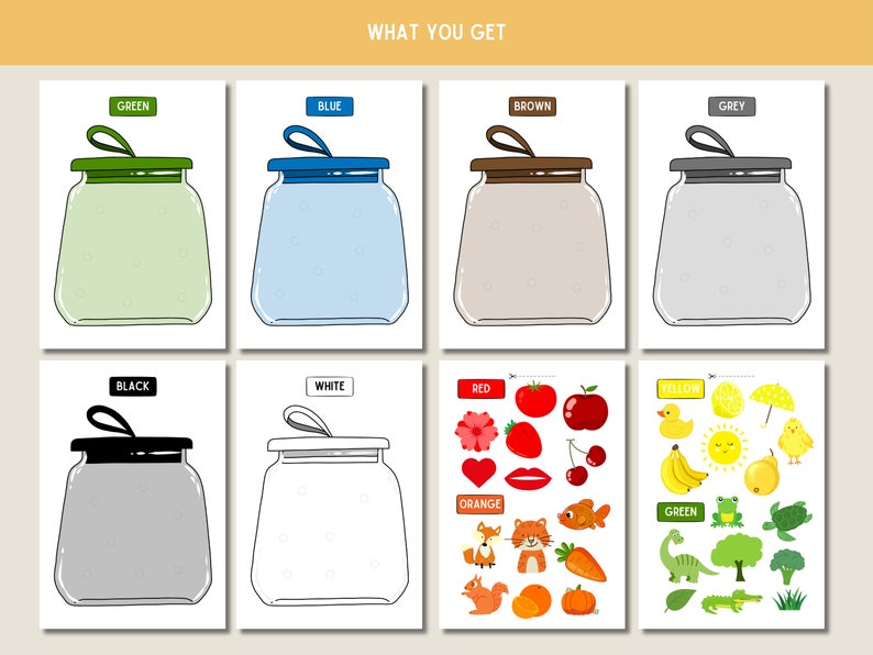 11 Color Matching Jars, Color Sorting Jars, Color Sorting Game, Color ...