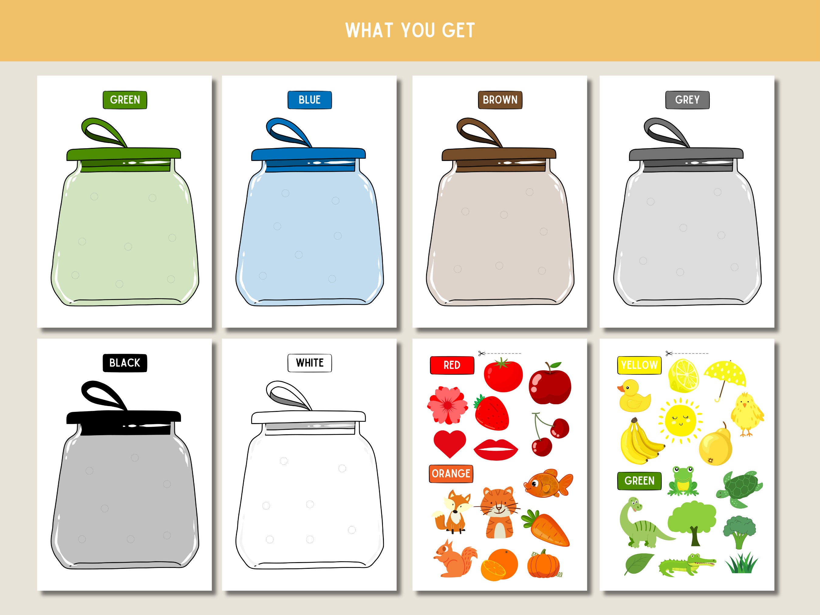 11 Color Matching Jars, Color Sorting Jars, Color Sorting Game, Color ...