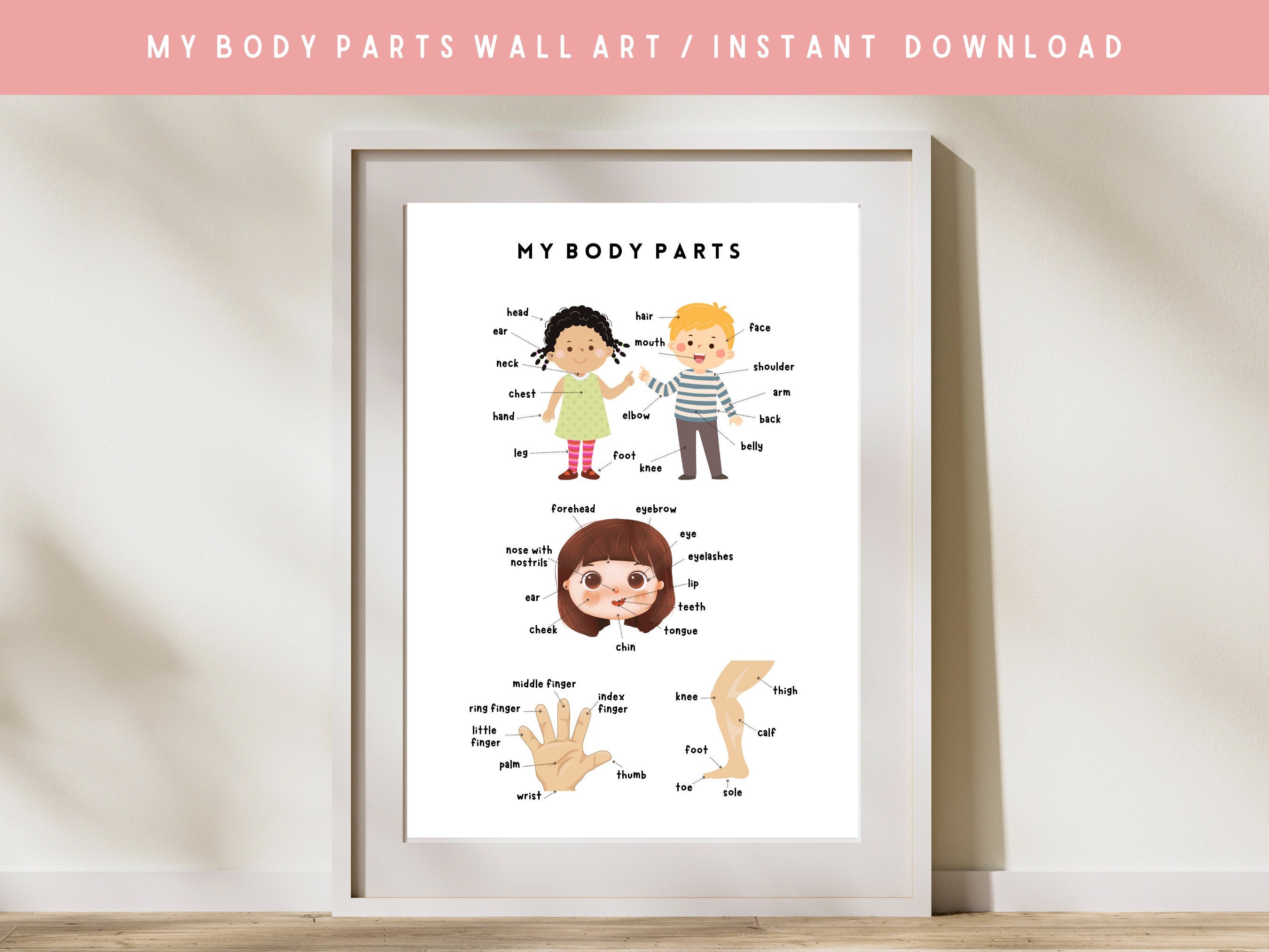My Body Parts Poster, Toddler Printable, Toddler Wall Art, Body Parts ...