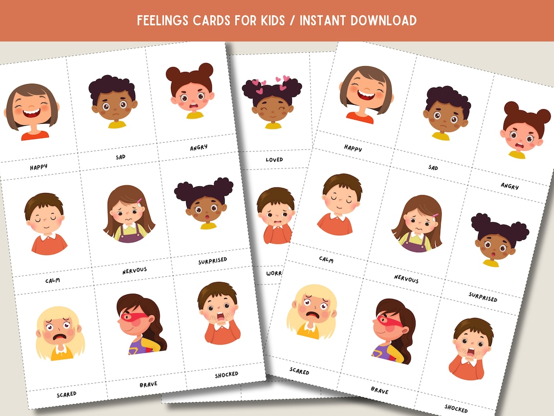 Feelings Cards, Emotions Flash Cards, Montessori Cards, Feelings Print ...