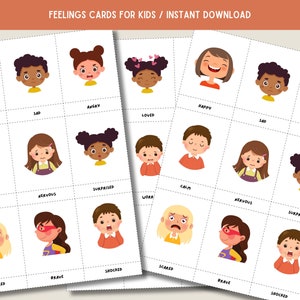 Feelings Cards, Emotions Flash Cards, Montessori Cards, Feelings Print ...