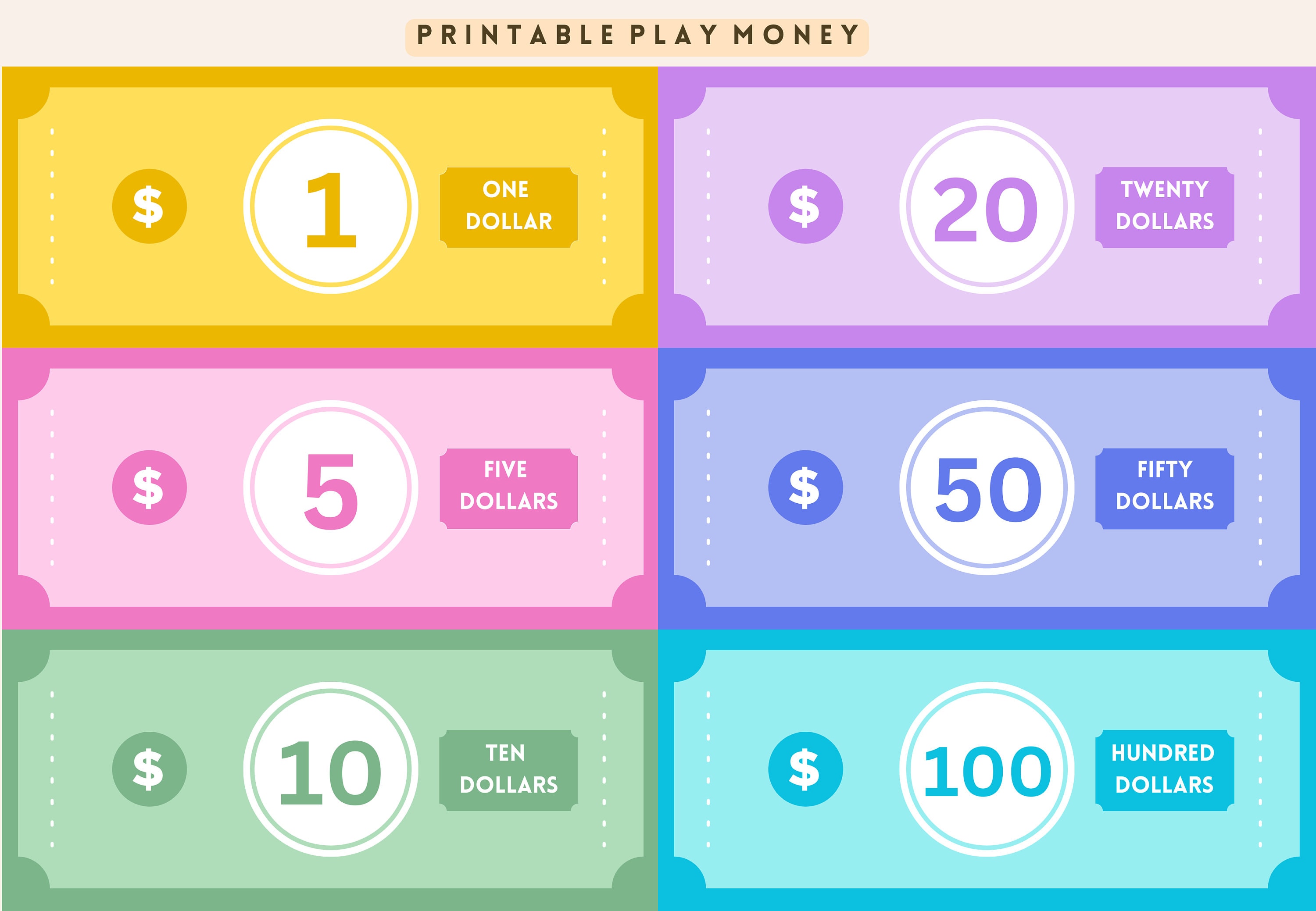 Printable Play Money for Kids, Pretend Play Money, Grocery Playing With ...