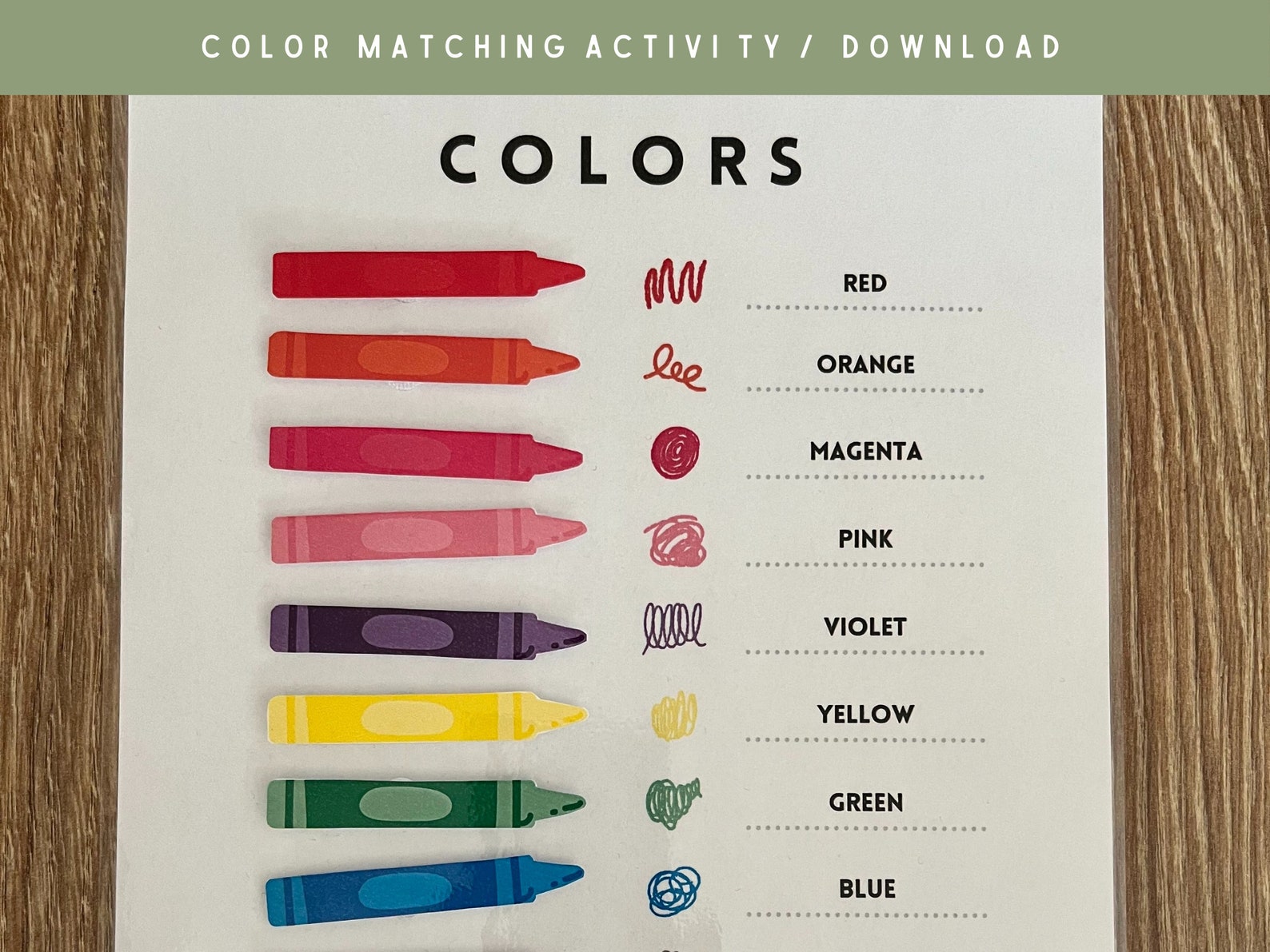 Color Matching Activity Printable, Busy Book Pages, Toddler Learning ...