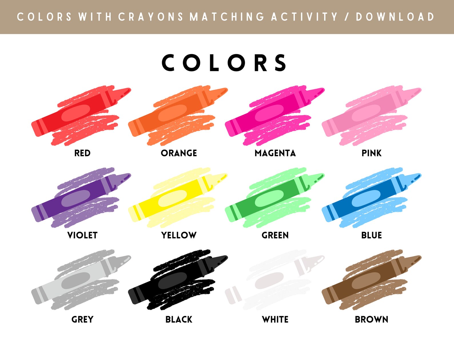 Color Matching Poster, Crayons Wall Art, Montessori Poster, Color ...