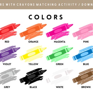Color Matching Poster, Crayons Wall Art, Montessori Poster, Color ...
