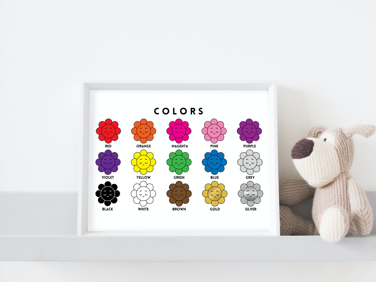Colors Poster, Colors With Flowers, Montessori Poster, Colors Printable ...