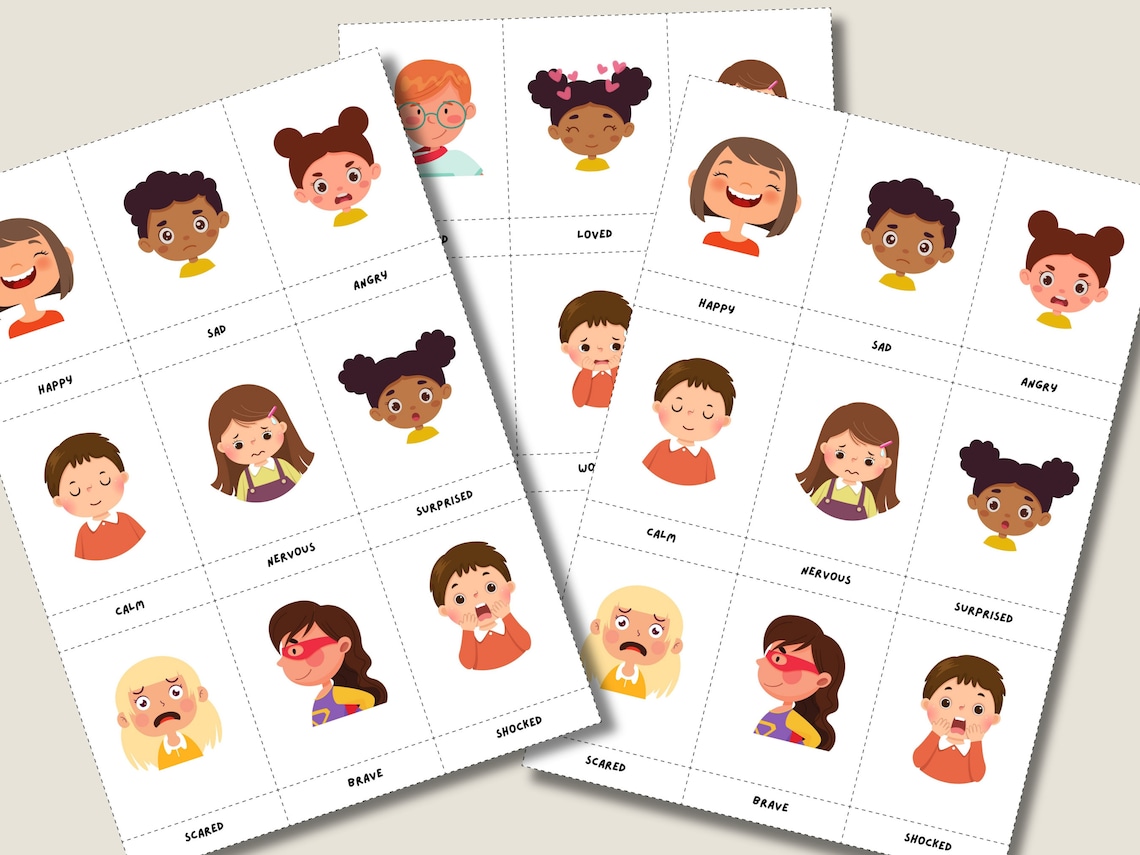 Feelings Cards, Emotions Flash Cards, Montessori Cards, Feelings Print ...