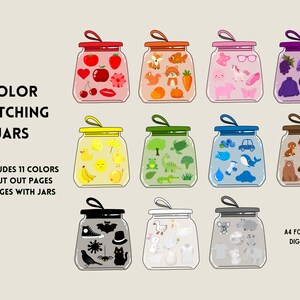 11 Color Matching Jars, Color Sorting Jars, Color Sorting Game, Color ...