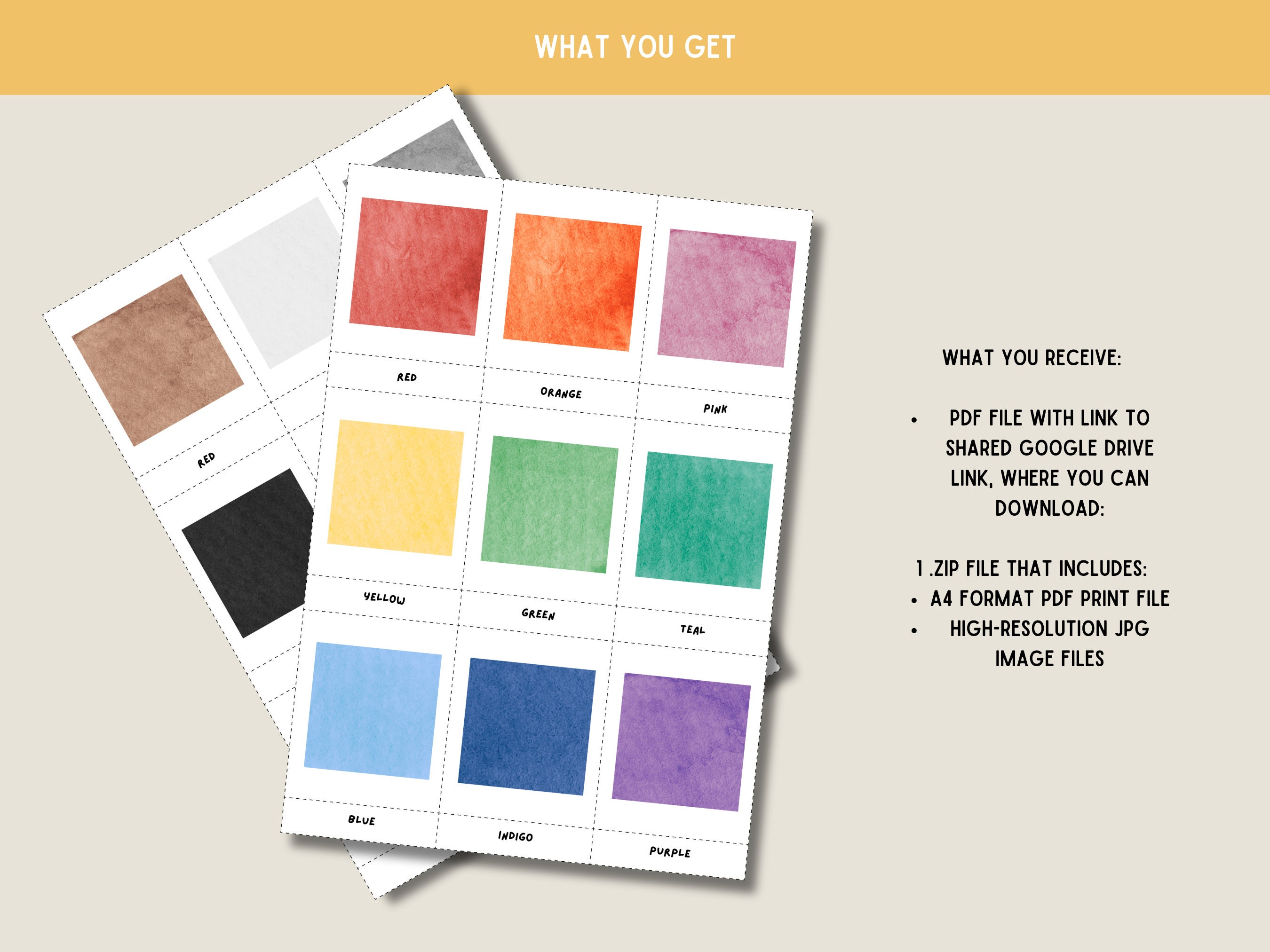 13 Color Cards, Preschool Cards, Montessori Flashcards, Educational ...