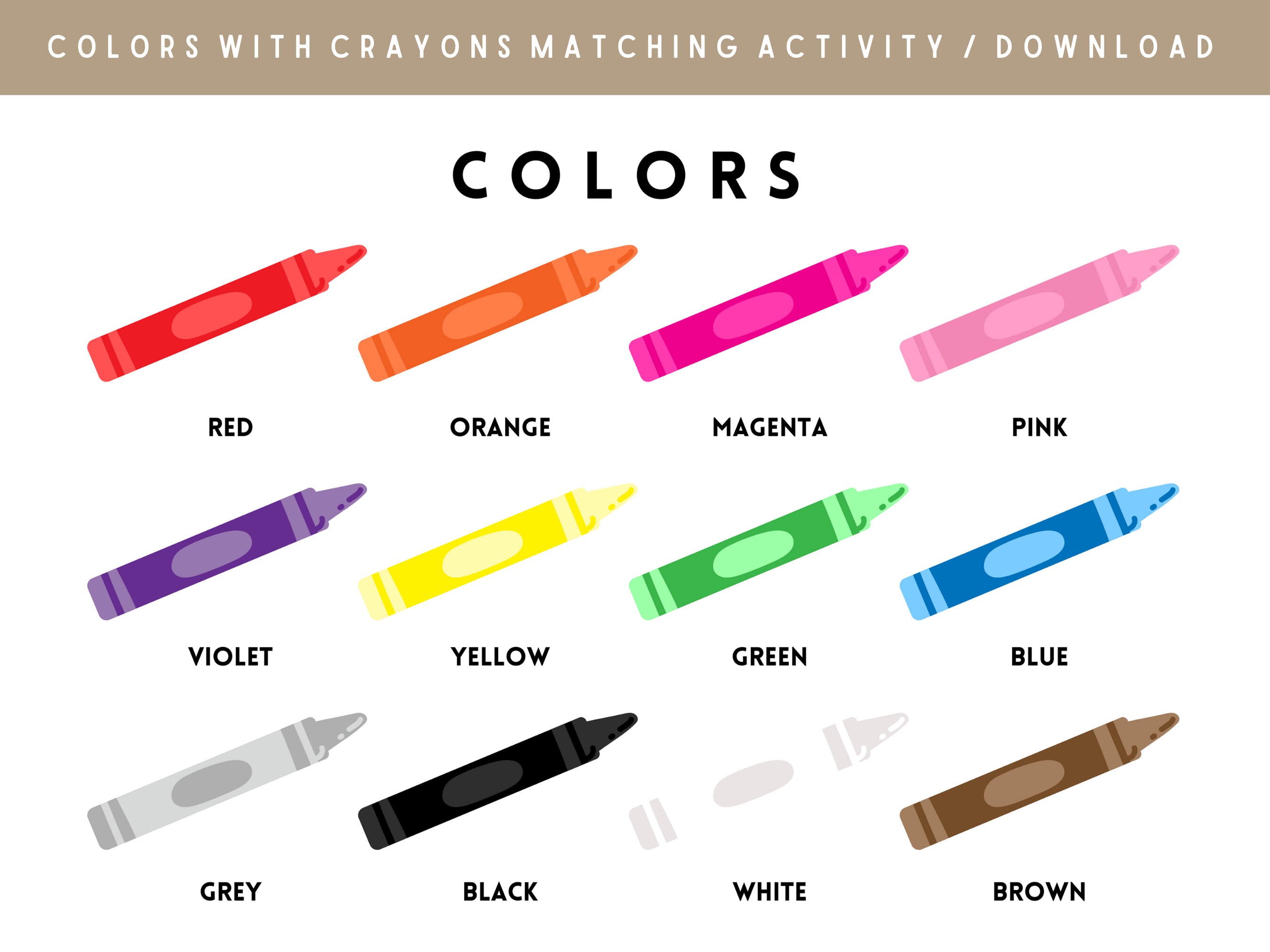 Color Matching Poster, Crayons Wall Art, Montessori Poster, Color ...