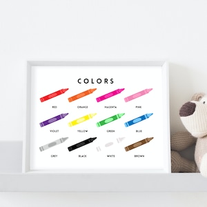 Color Matching Poster, Crayons Wall Art, Montessori Poster, Color ...