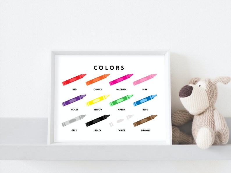 Color Matching Poster, Crayons Wall Art, Montessori Poster, Color ...