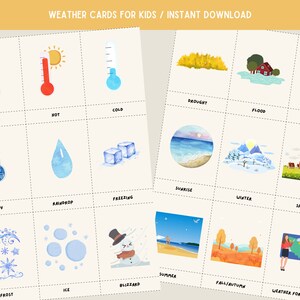 36 Weather Cards, Montessori Weather Prints, Weather Flashcards ...