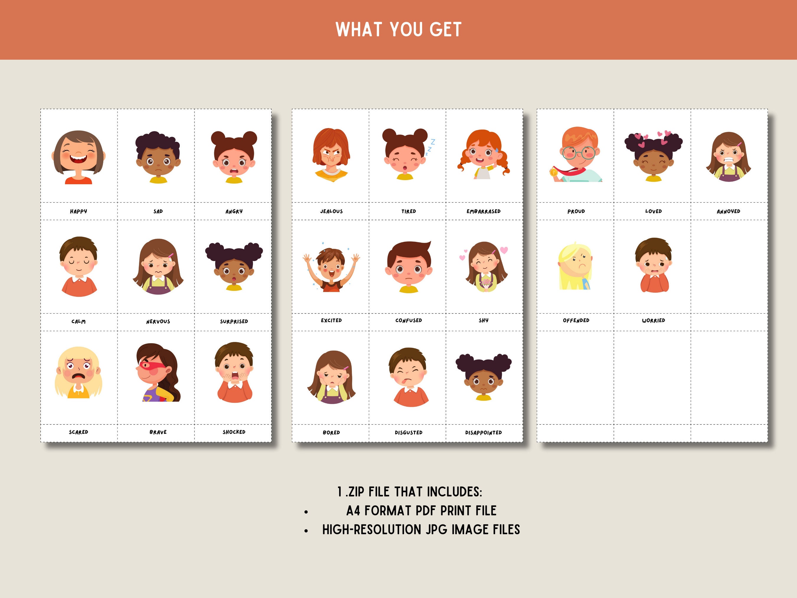 Feelings Cards, Emotions Flash Cards, Montessori Cards, Feelings Print ...