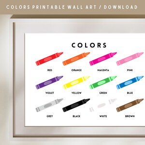 Color Matching Poster, Crayons Wall Art, Montessori Poster, Color ...