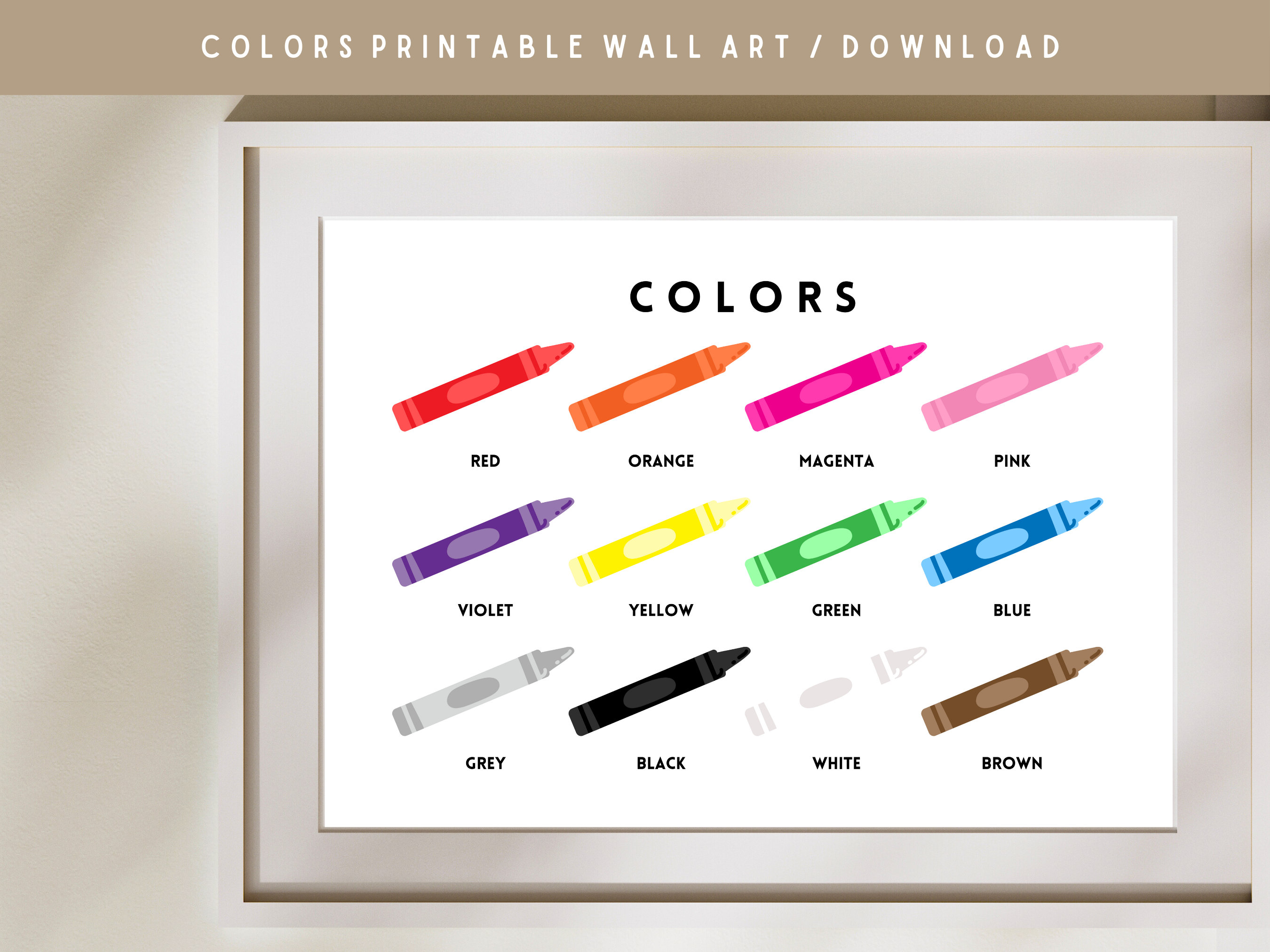 Color Matching Poster, Crayons Wall Art, Montessori Poster, Color ...