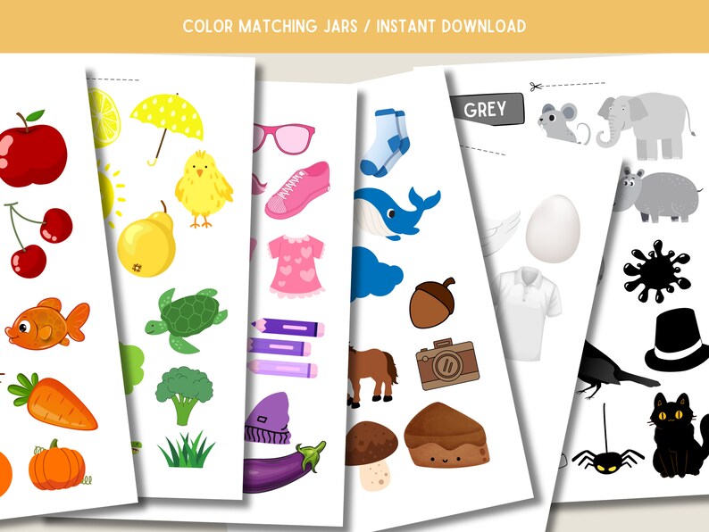 11 Color Matching Jars, Color Sorting Jars, Color Sorting Game, Color ...