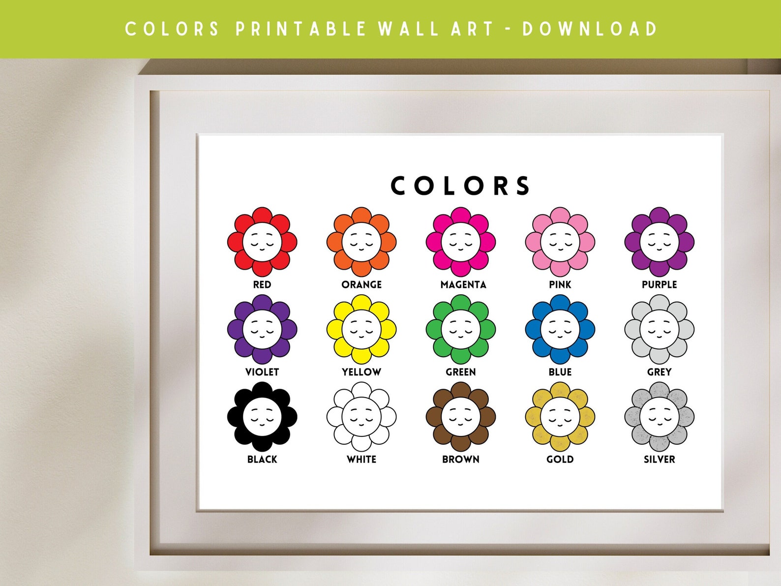 Colors Poster, Colors With Flowers, Montessori Poster, Colors Printable ...