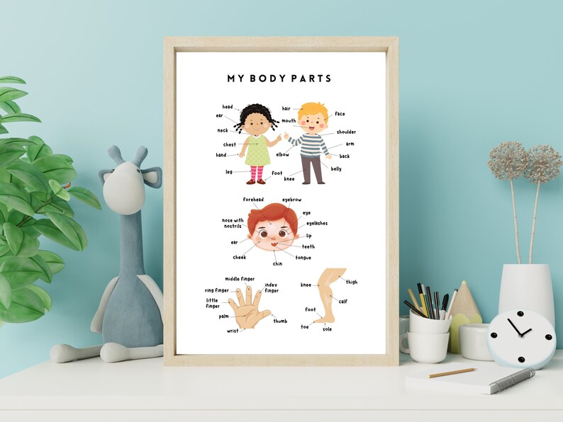 My Body Parts Poster, Toddler Printable, Toddler Wall Art, Body Parts ...