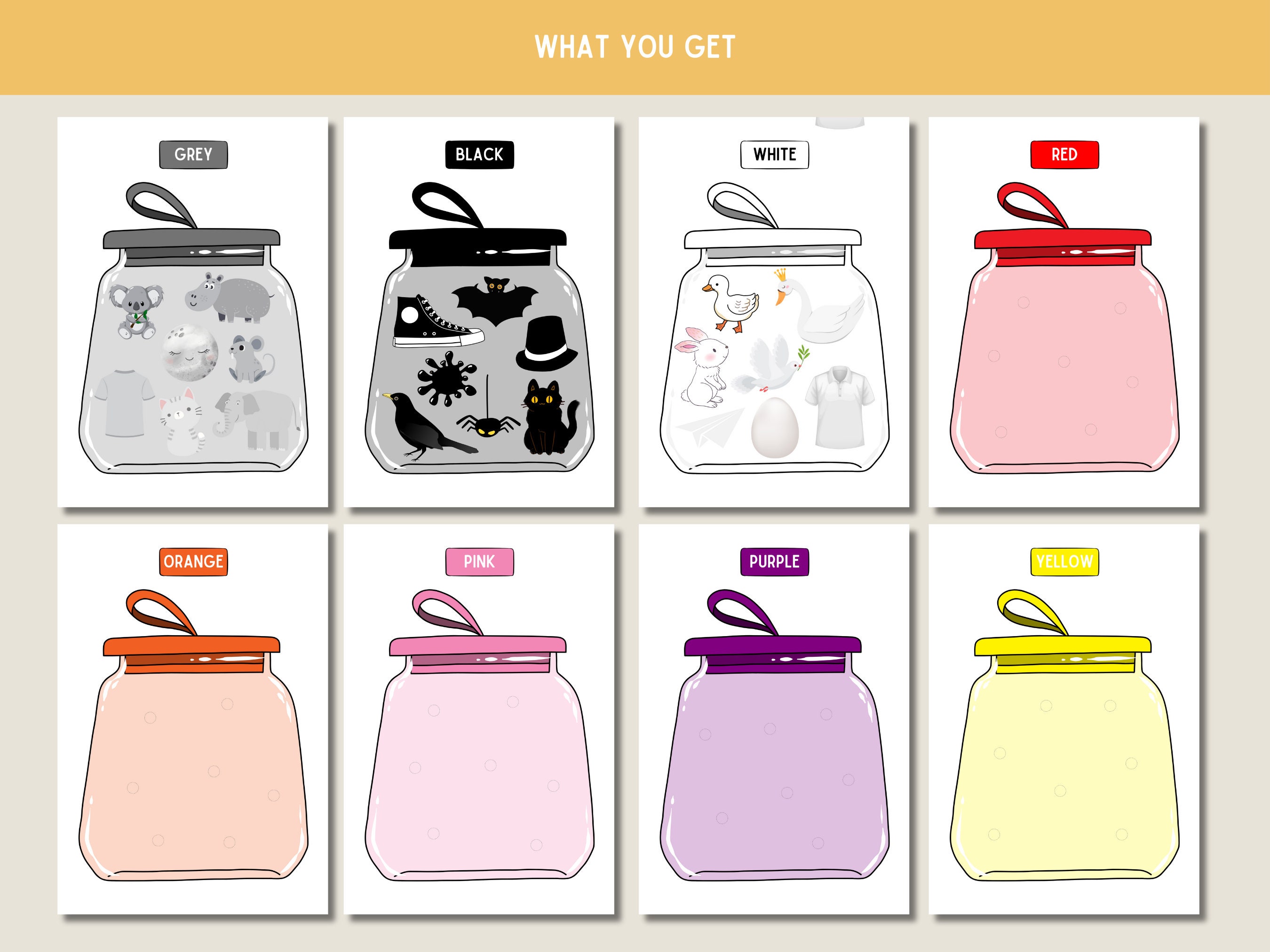 11 Color Matching Jars, Color Sorting Jars, Color Sorting Game, Color ...
