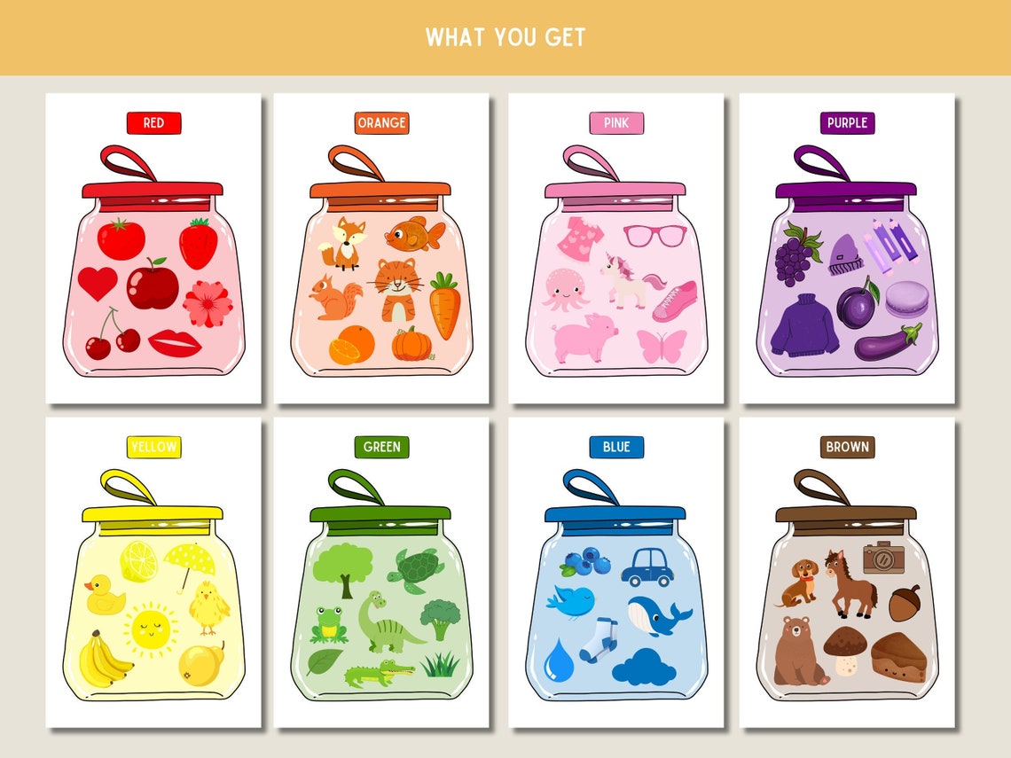 11 Color Matching Jars, Color Sorting Jars, Color Sorting Game, Color ...