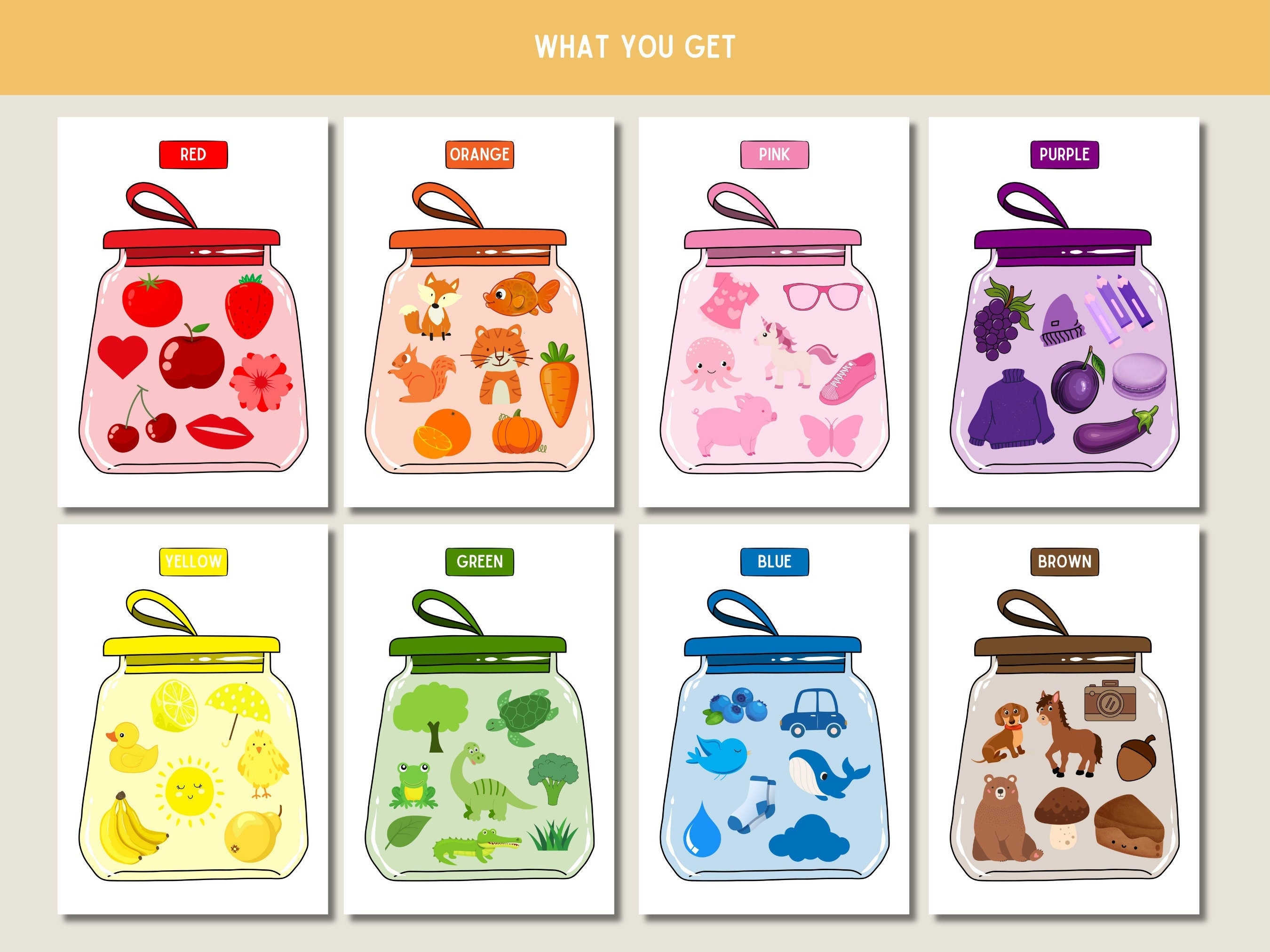 11 Color Matching Jars, Color Sorting Jars, Color Sorting Game, Color ...