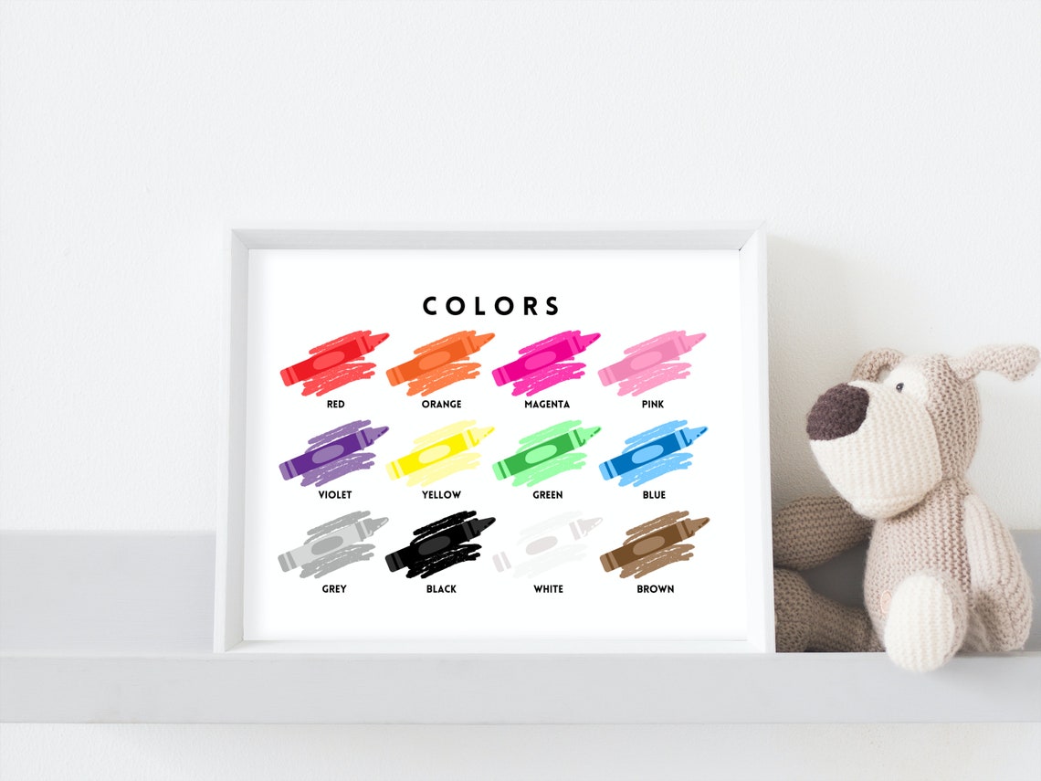 Color Matching Poster, Crayons Wall Art, Montessori Poster, Color ...