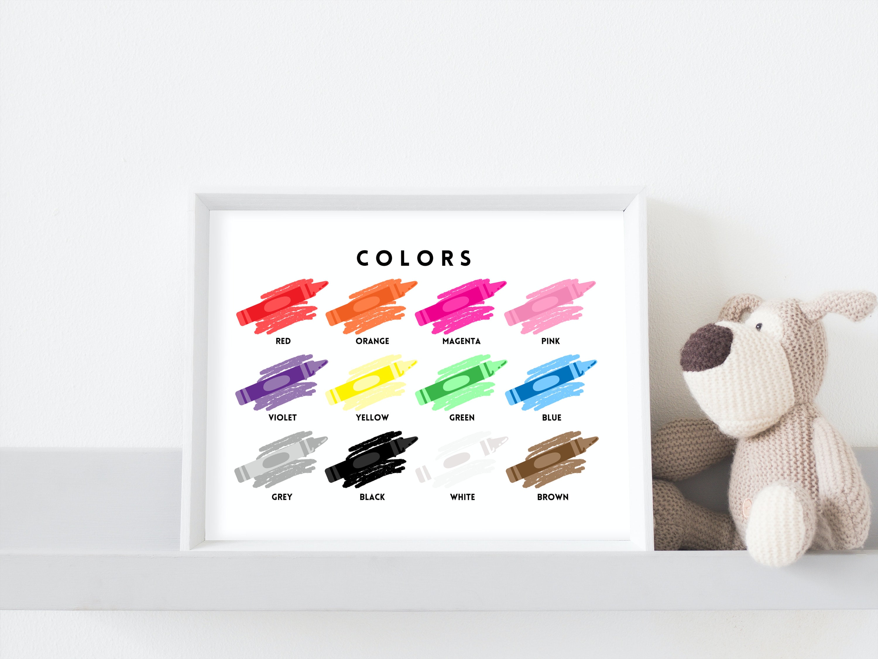 Color Matching Poster, Crayons Wall Art, Montessori Poster, Color ...