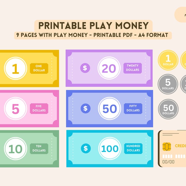 Printable Play Money - Etsy