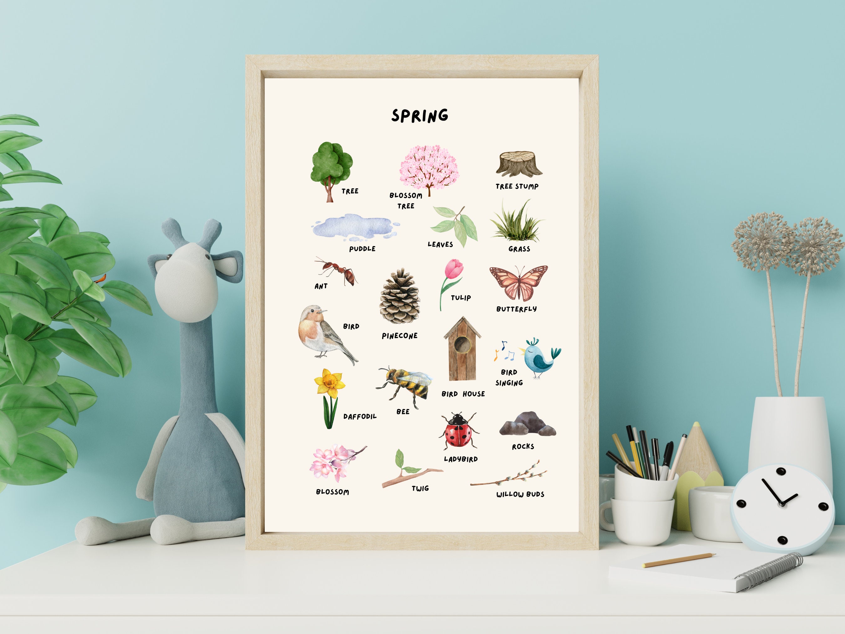 Spring Wall Art Print, Spring Printable, Kids Wall Art, Kids Nature ...
