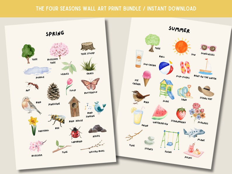 The Four Seasons Wall Art Print, Seasons Printable, Kids Wall Art ...