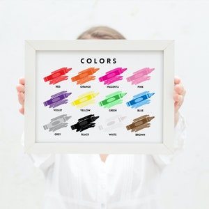 Color Matching Poster, Crayons Wall Art, Montessori Poster, Color ...