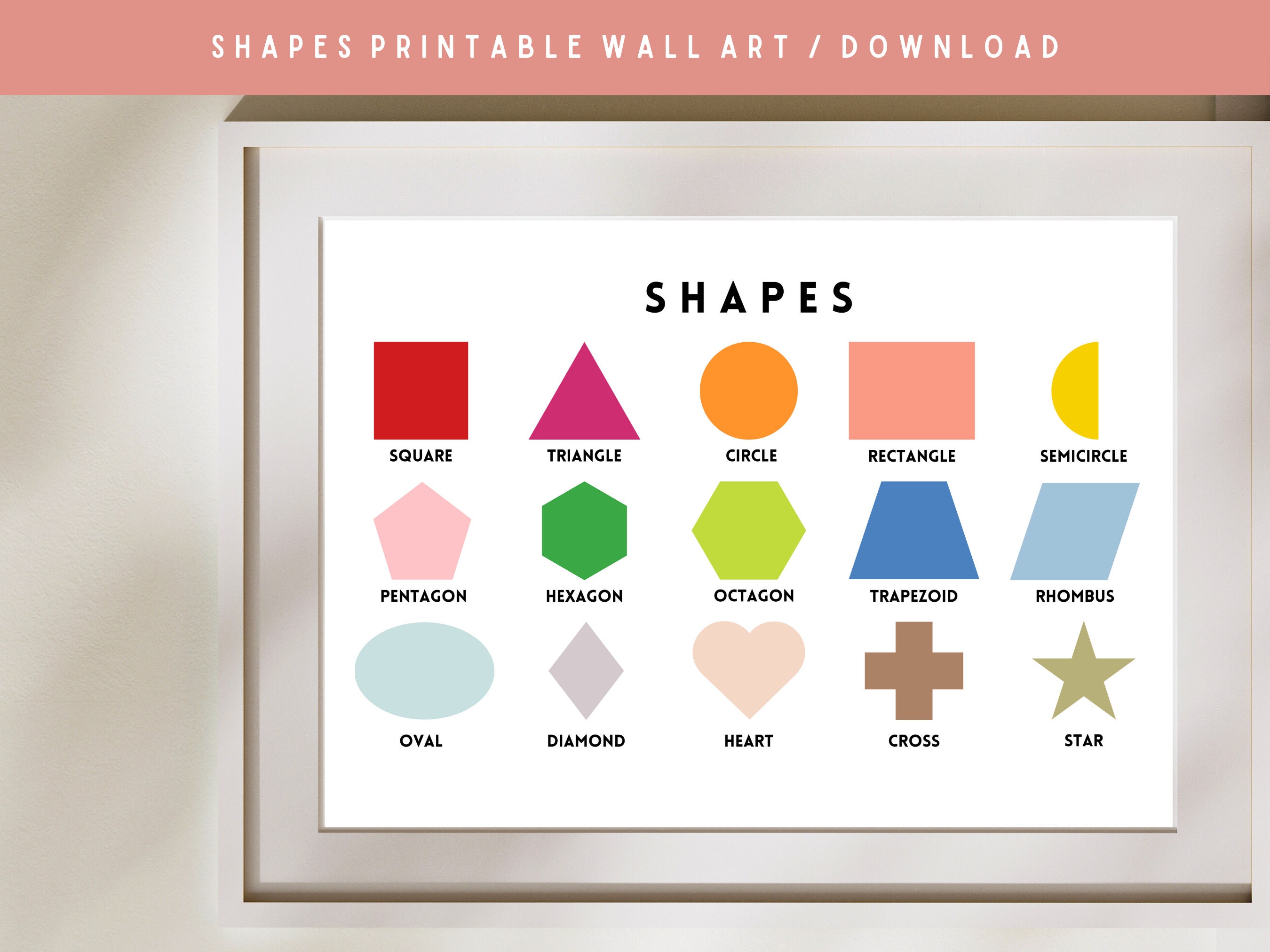 Shapes Poster, Montessori Shapes, Shapes Wall Art, Shapes Art Print ...