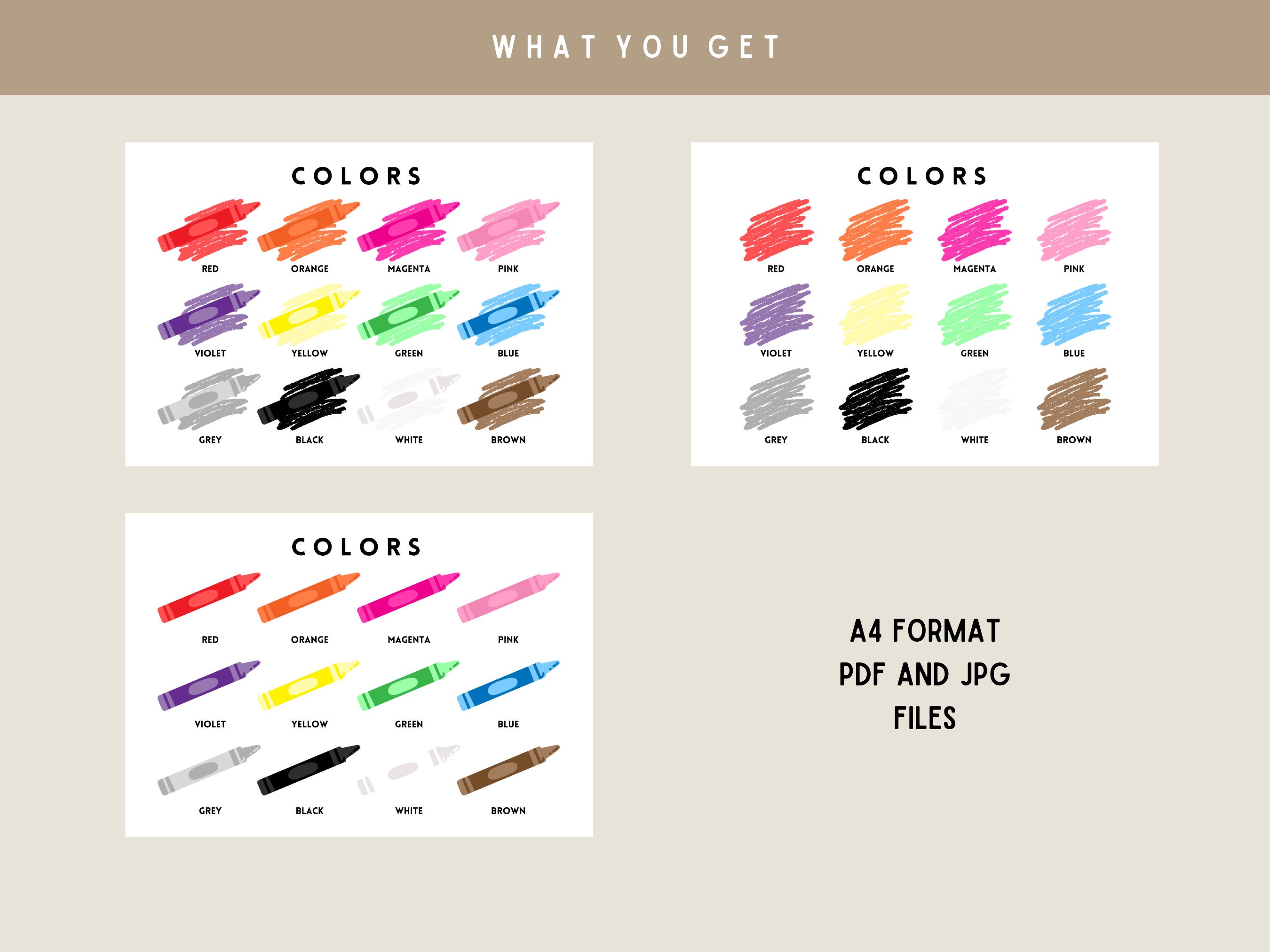 Color Matching Poster, Crayons Wall Art, Montessori Poster, Color ...