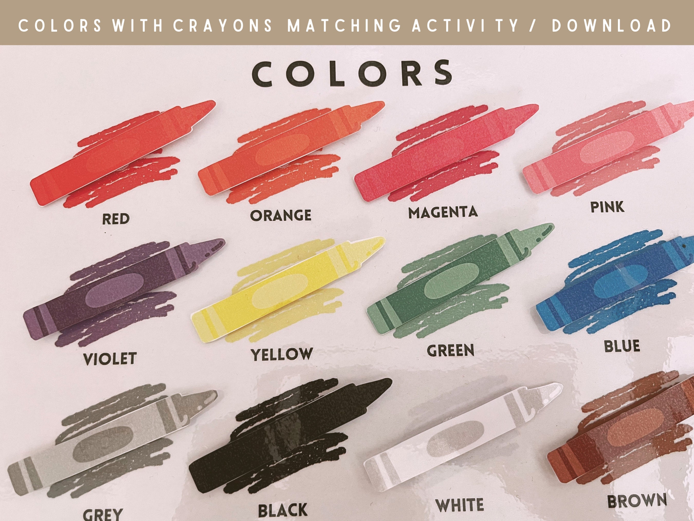 Color Matching Game, Crayons Matching, Montessori Activity, Color ...