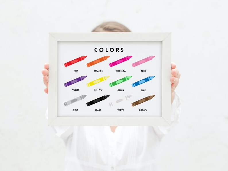 Color Matching Poster, Crayons Wall Art, Montessori Poster, Color ...