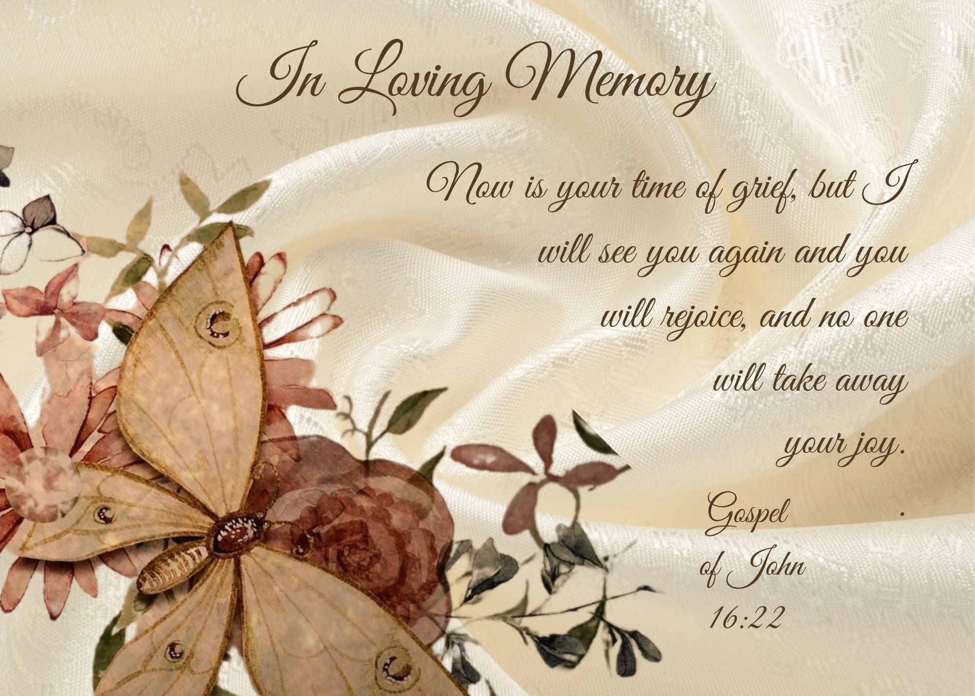 In Loving Memory Bereavement Printable Wall Art Greeting Card Funeral ...