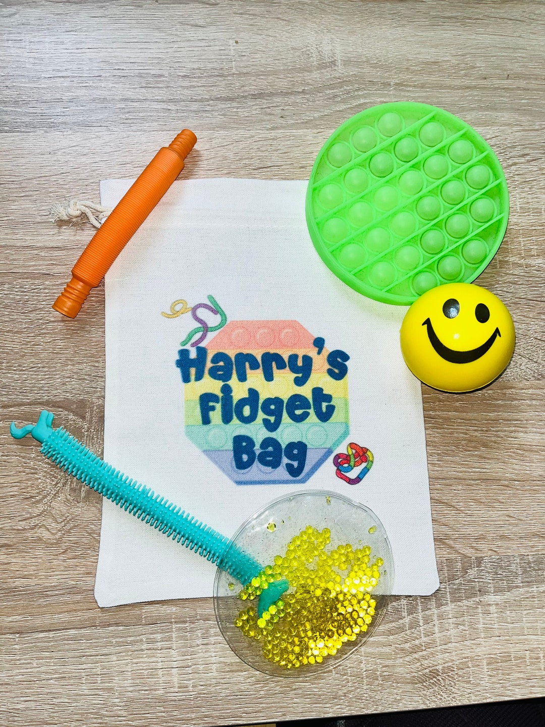 Personalised Drawstring Fidget Toy Bag - With or Without Fidgets - Etsy