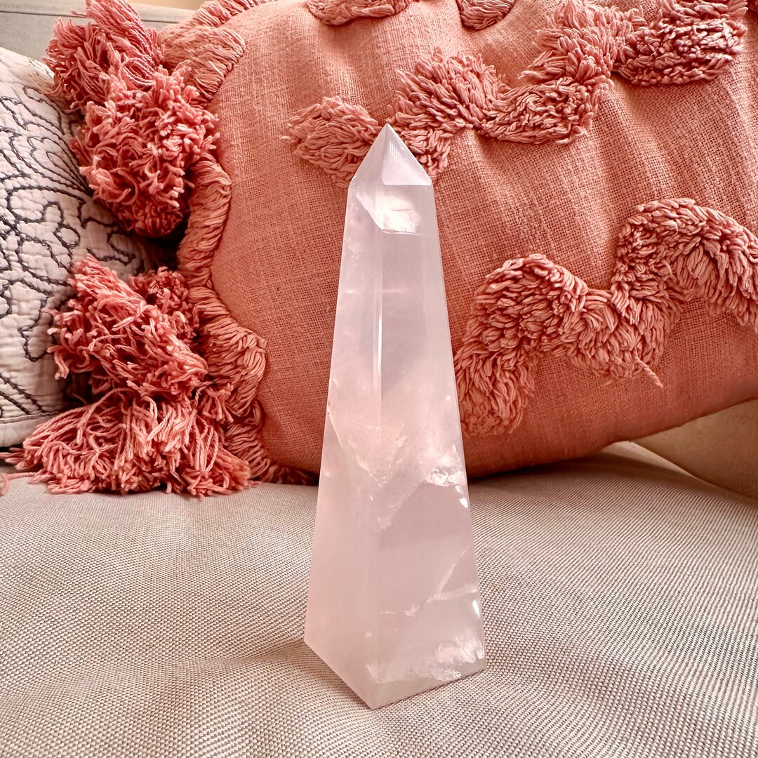 Rose Quartz Obelisk Tower Natural Healing Crystal - Etsy