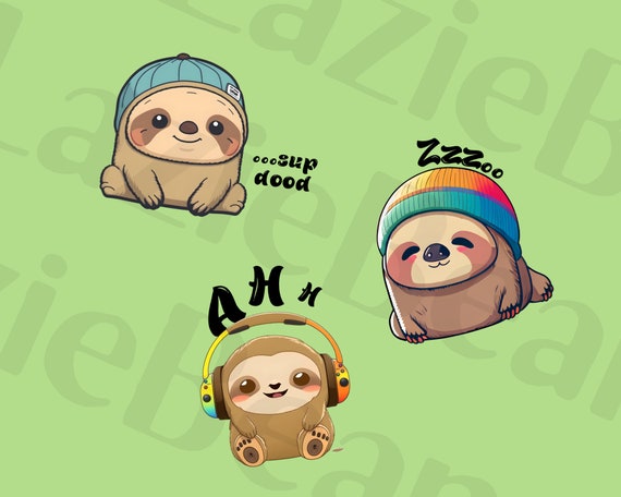 Kawaii Cute Sloth Listening To Music Sticker Cute Kids Gift Clog NEW