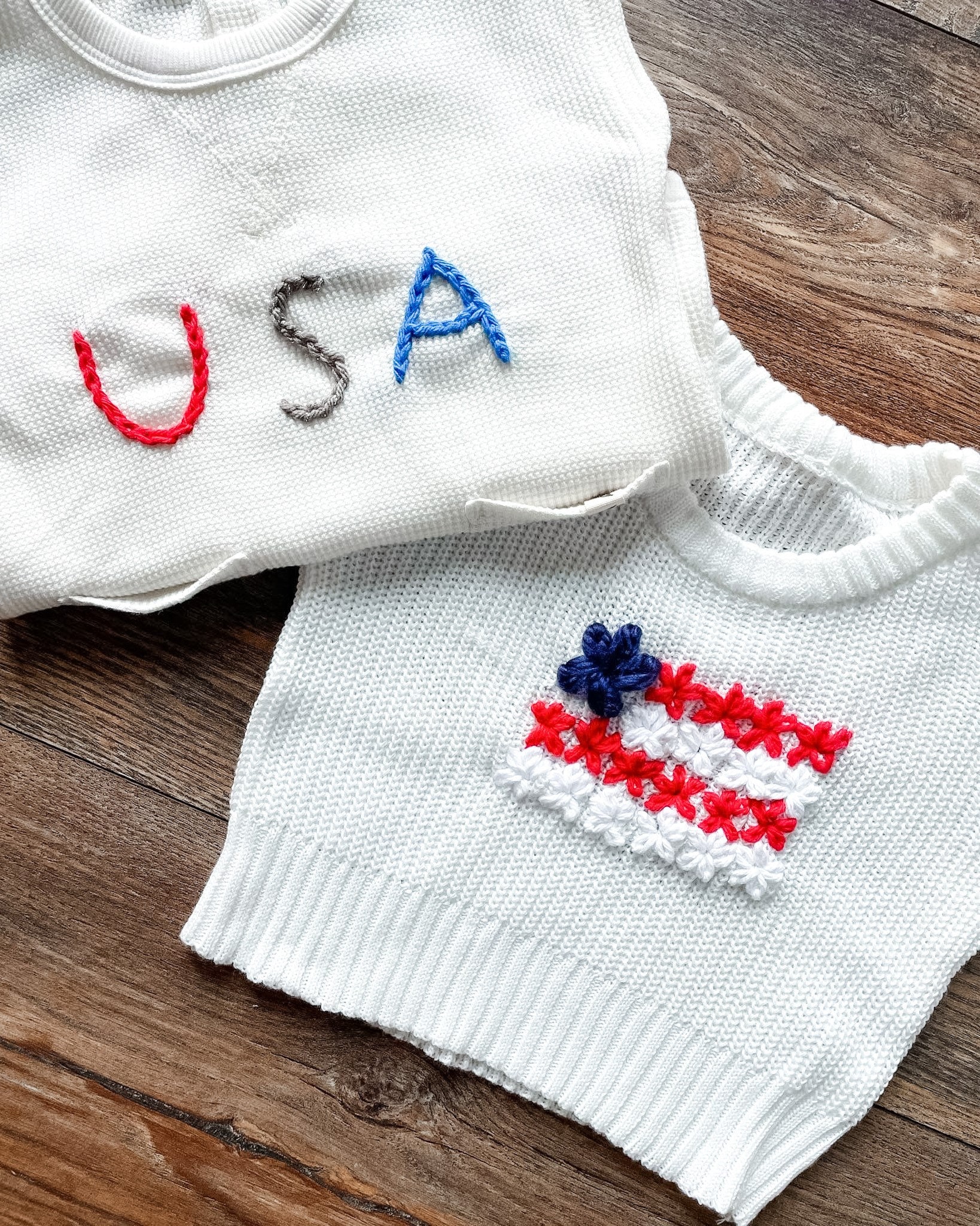 AMERICAN Theme Hand Knit Sweater *customized Name Available* - Etsy